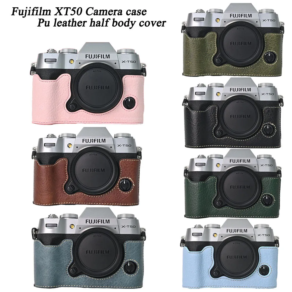 PU Leather Fujifilm XT50 Camera Case Bag Half Body Cover For Fujifilm ...