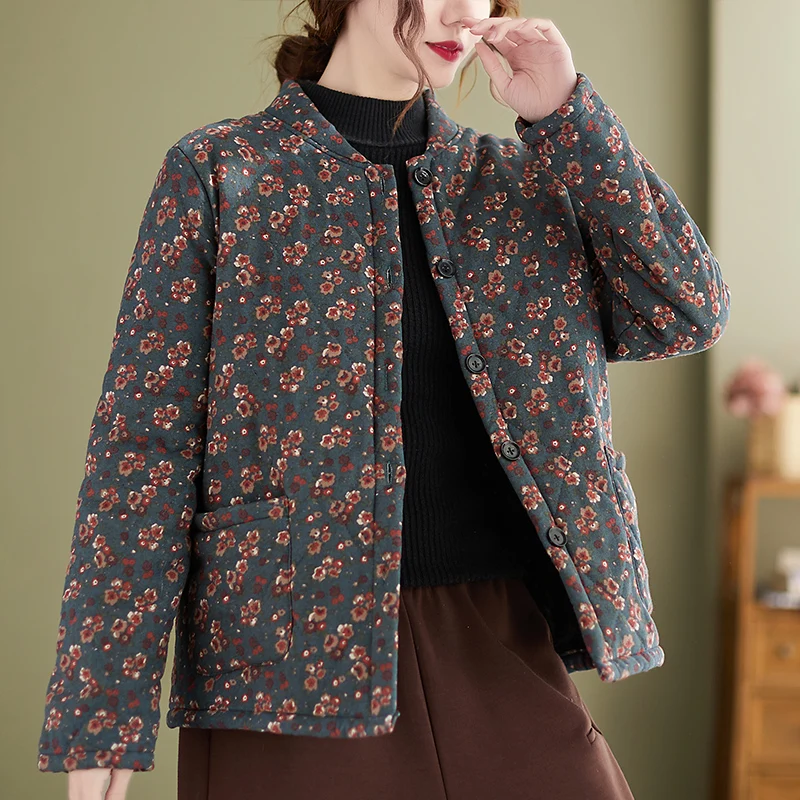 Large-Size-Loose-Long-sleeved-Short-Cotton-Jacket-Women-s-Clothing ...