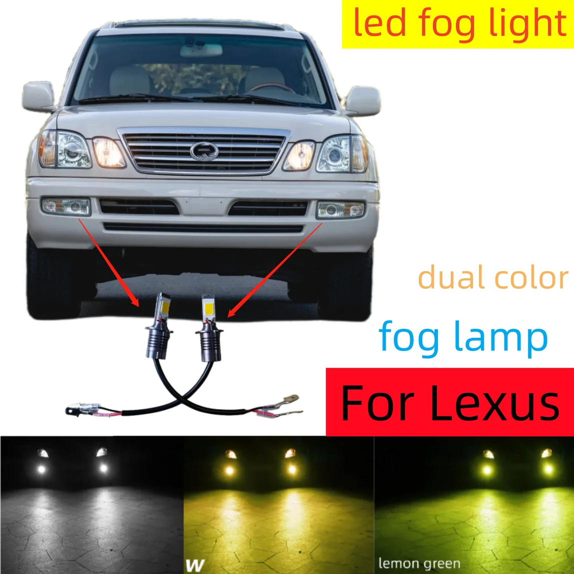 2Pcs-Dual-Color-Car-Fog-Light-Blub-Lamp-For-Lexus-LX470-ES300-ES330 ...