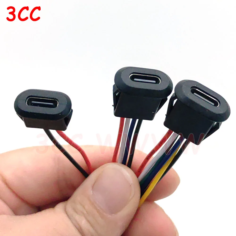 2Pin USB-C Type Waterproof USB Connector Direct Compression Female Base ...