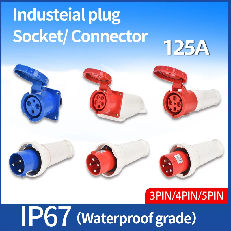 Industrial-IP67-Plug-3-4-5-Pin-125A-Waterproof-Dustproof-Socket-Male ...