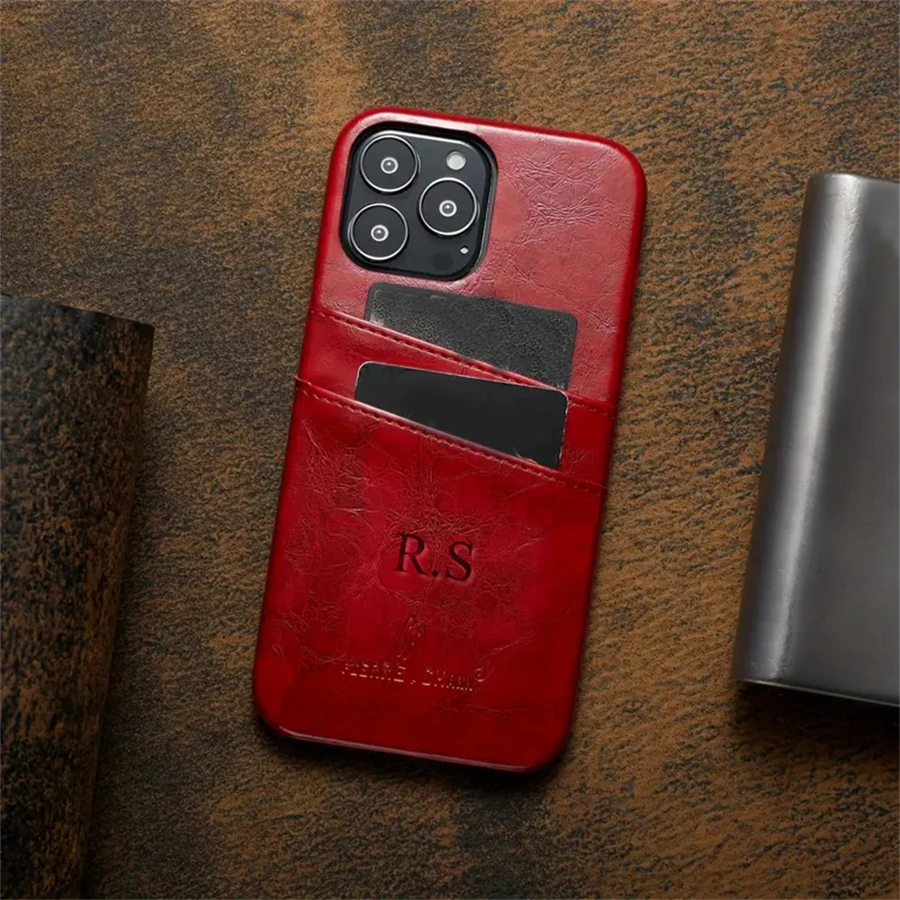 Personalized Custom Name Card Bag Leather Soft Phone Case For iPhone 16 ...