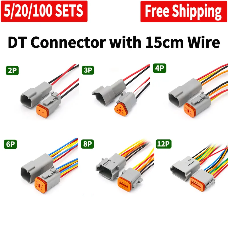 Deutsch-DT-Connector-With15cm-Wiring-Harness-DT06-2S-DT04-2P-2P-3P-4P ...