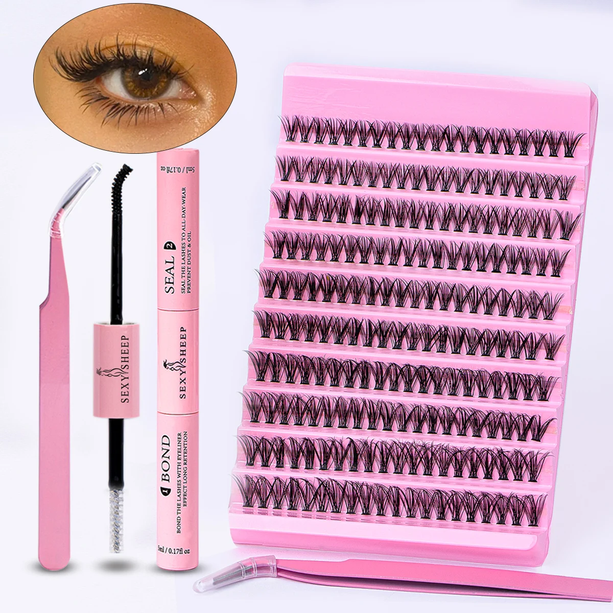 Kit-d-extension-de-cils-bricolage-groupe-de-cils-individuels-boucle-D-8 ...