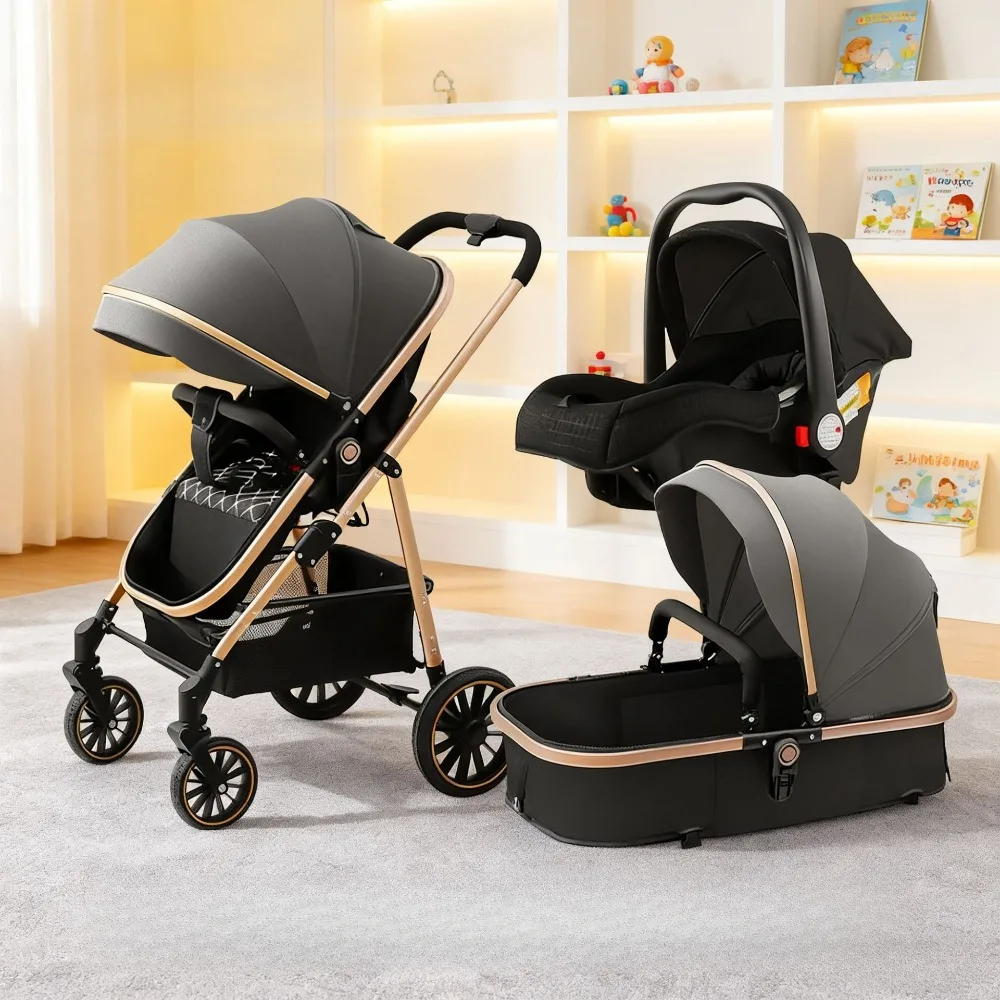 3-in-1 Baby Stroller+safety Basket for Sitting and Lying,lightweight ...