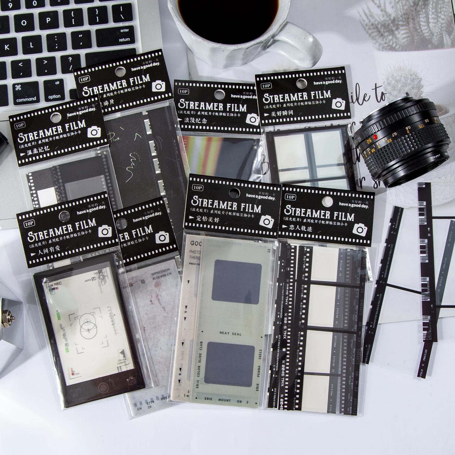 10Pcs-Flow-Film-Series-Decorative-Sticker-Vintage-Handbook-Material ...