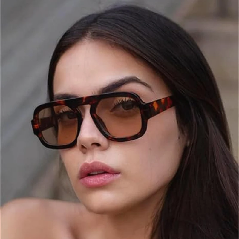 Trendy Square Frame Sunglasses Women Vintage 90s Aviator Sun Glasses ...