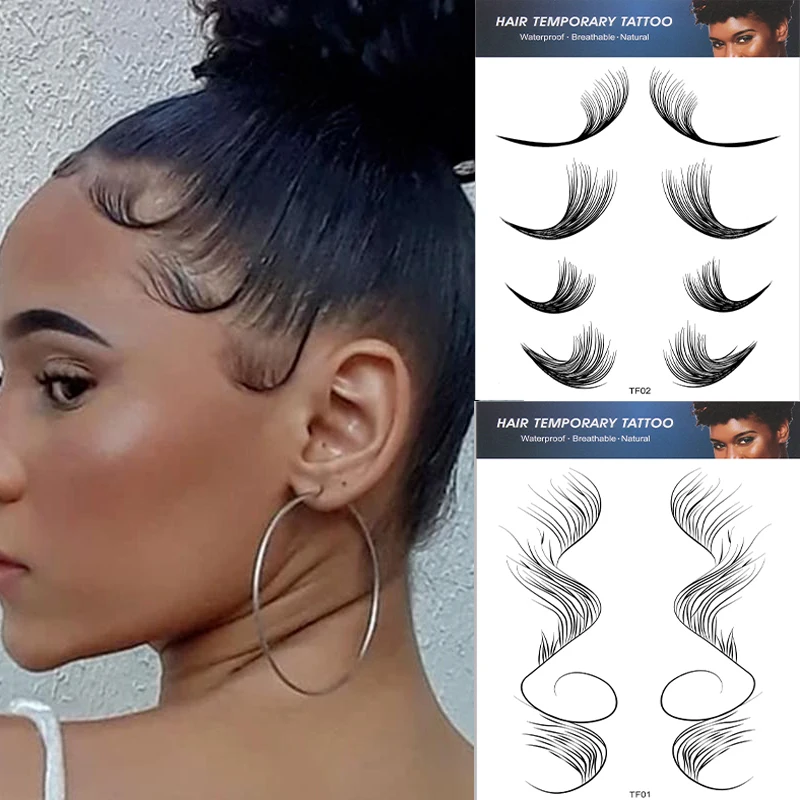 5 Styles Baby Hair Edge Tattoo Stickers Waterproof Hairline Temporary ...