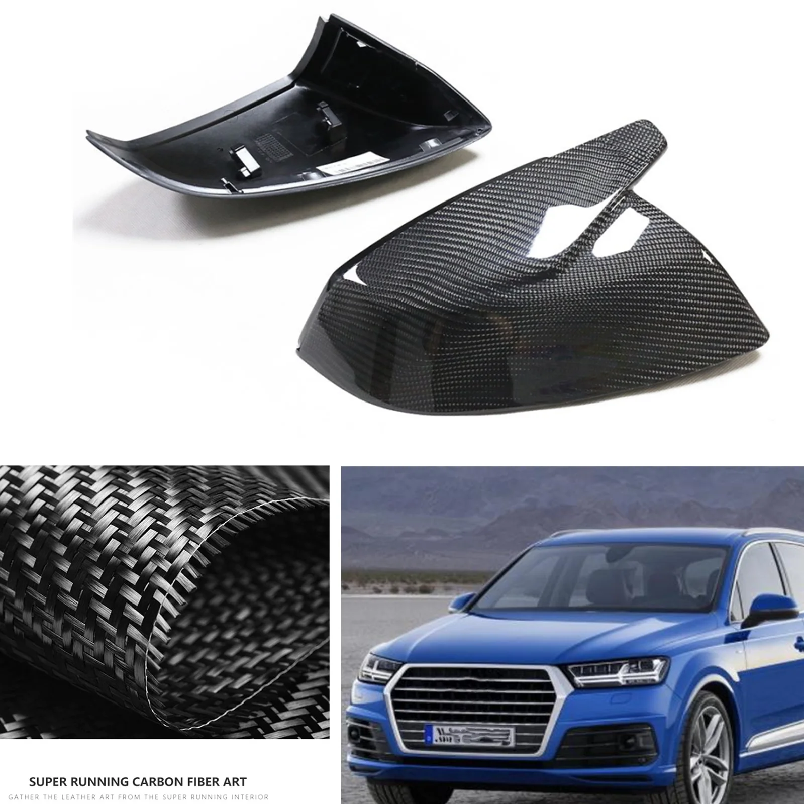 Carbon-Fiber-Car-Mirror-Cover-Exterior-Rear-View-Caps-Rearview-Reverse ...