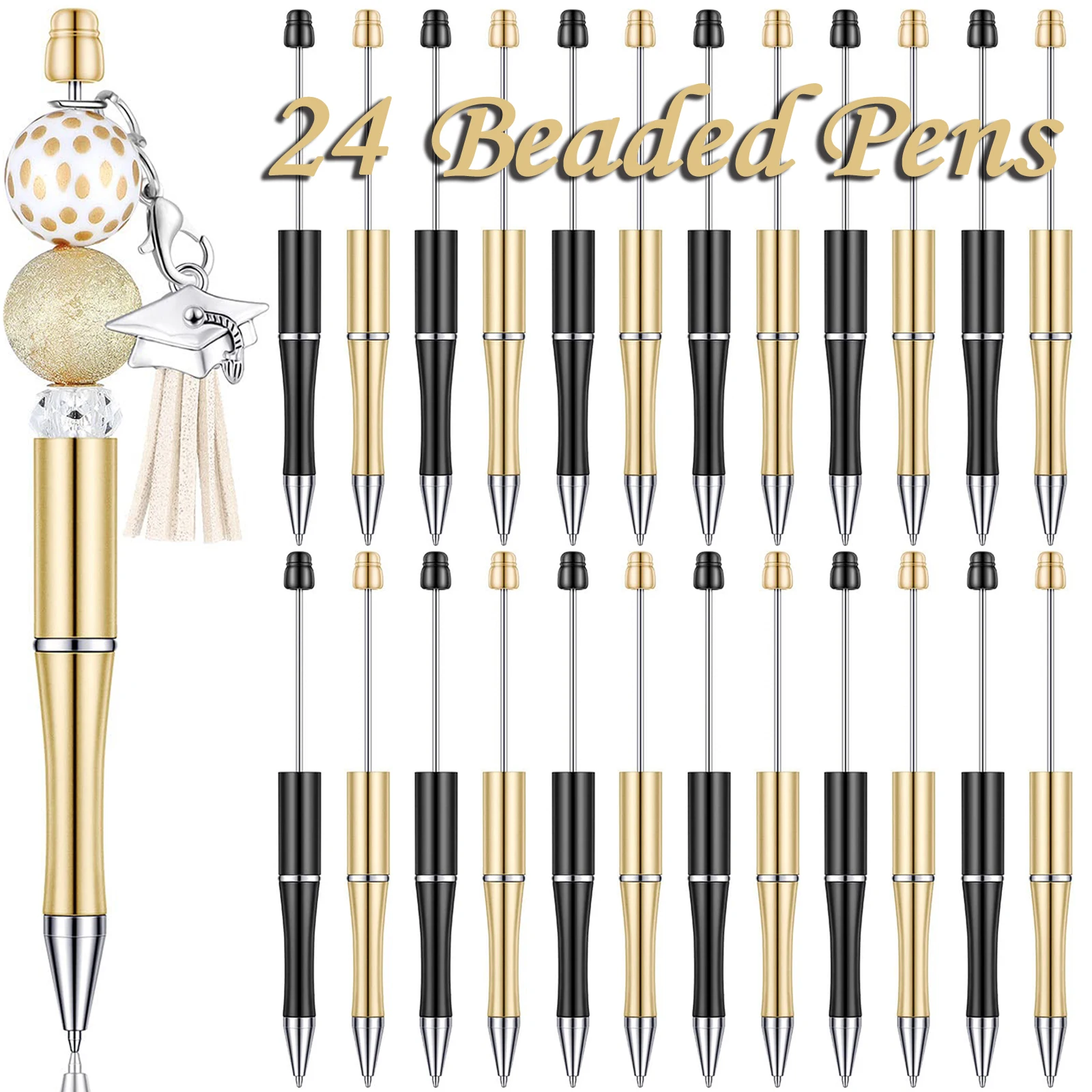 24Pcs-Newest-Colour-Creative-Plastic-Beaded-Pen-Ballpoint-Pen-Printable ...