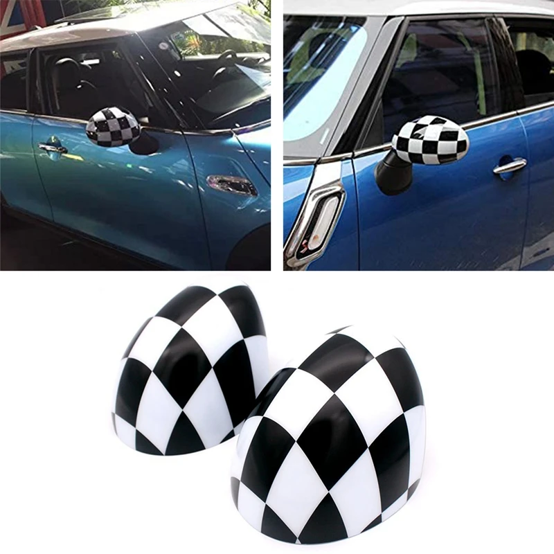 Car-Checkered-Mirror-Caps-Covers-For-BMW-MINI-Cooper-R55-R56-R57-With ...