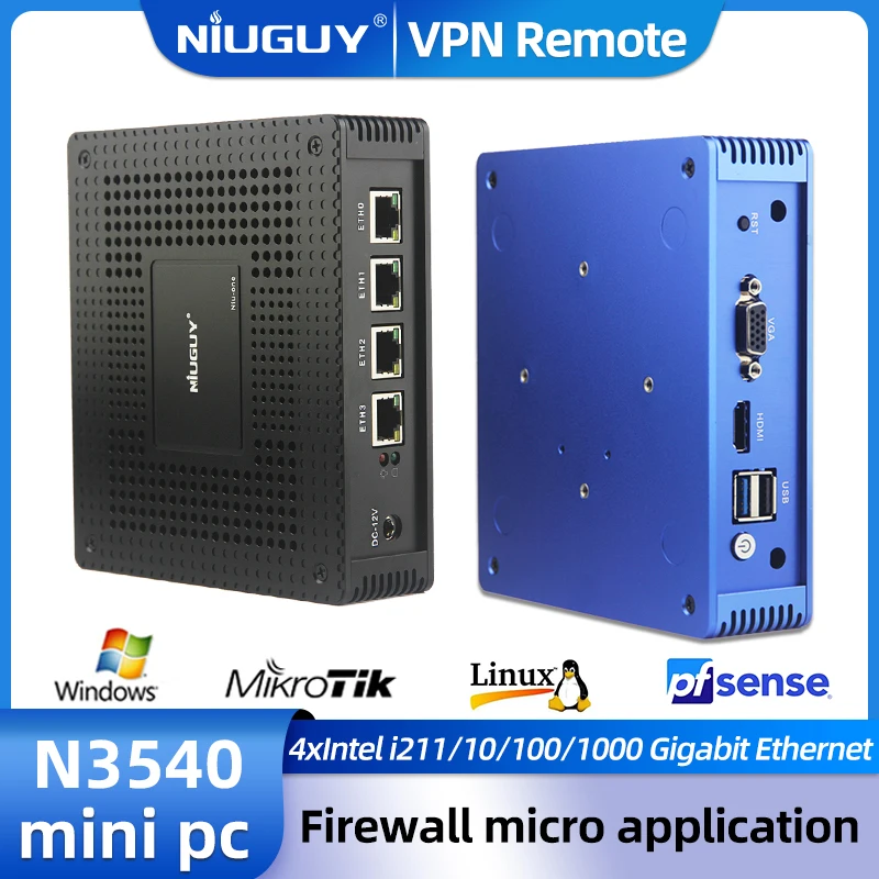 Fanless Soft Router Intel Pentium N3540 Mini Pc Quad Core 4x Intel I211 ...