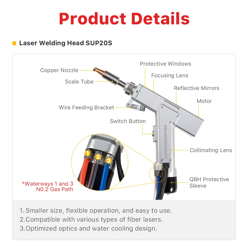 1064nm Fiber Laser Welding System SUP20S Handheld Welding Head 2000W ...