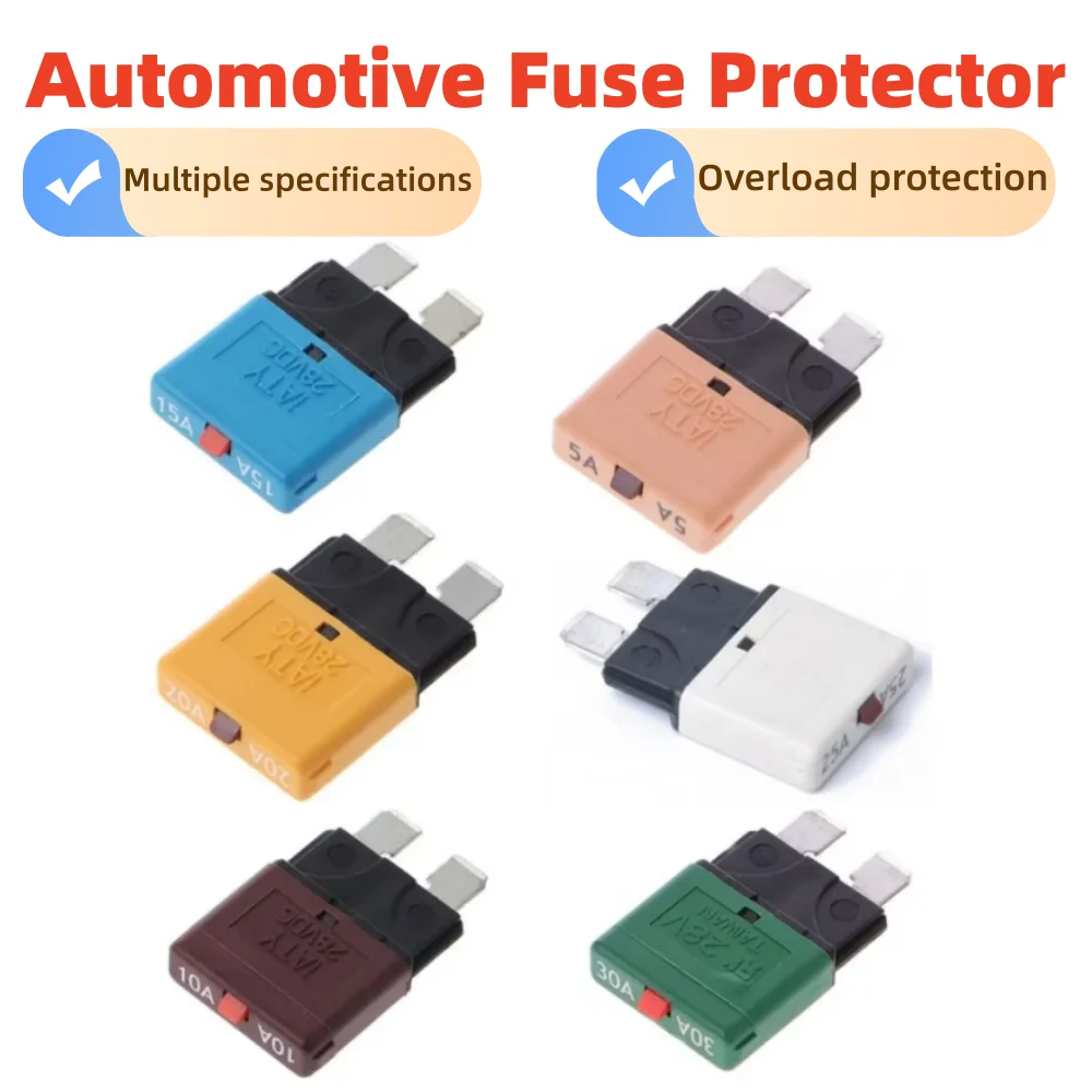 5A 10A-30A Circuit Breaker Blade Fuse 28V Resettable Manual Reset Fuse ...