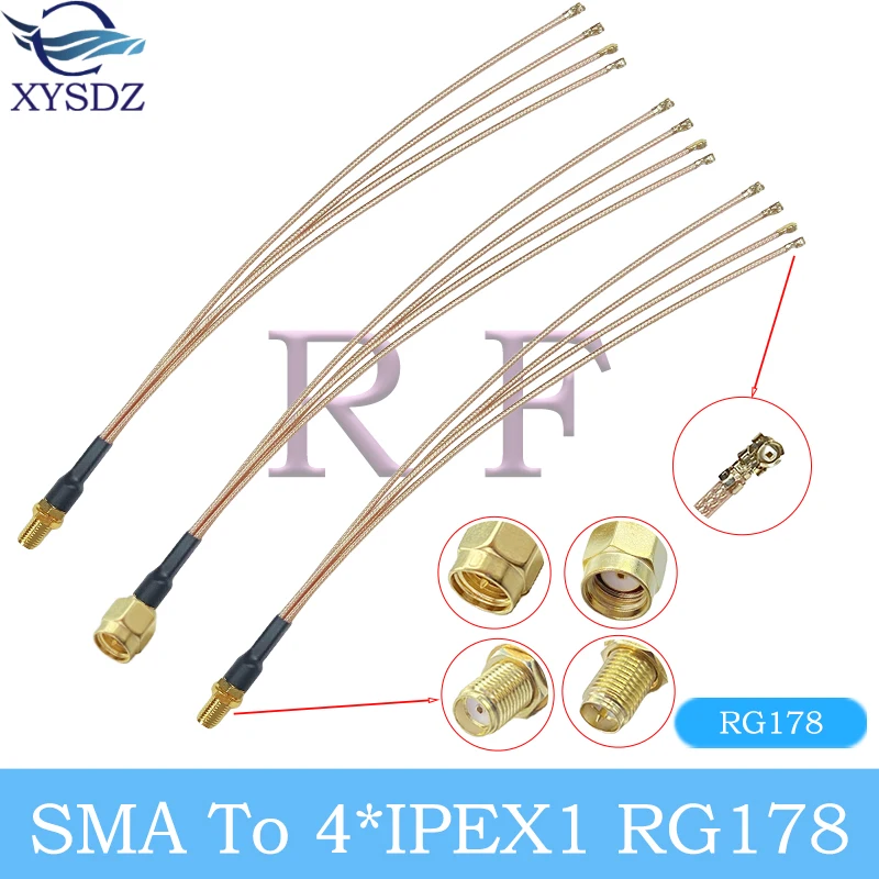 10PCS-SMA-to-IPX-Splitter-RP-SMA-SMA-Female-to-4x-U-fl-IPEX1-Female1 ...