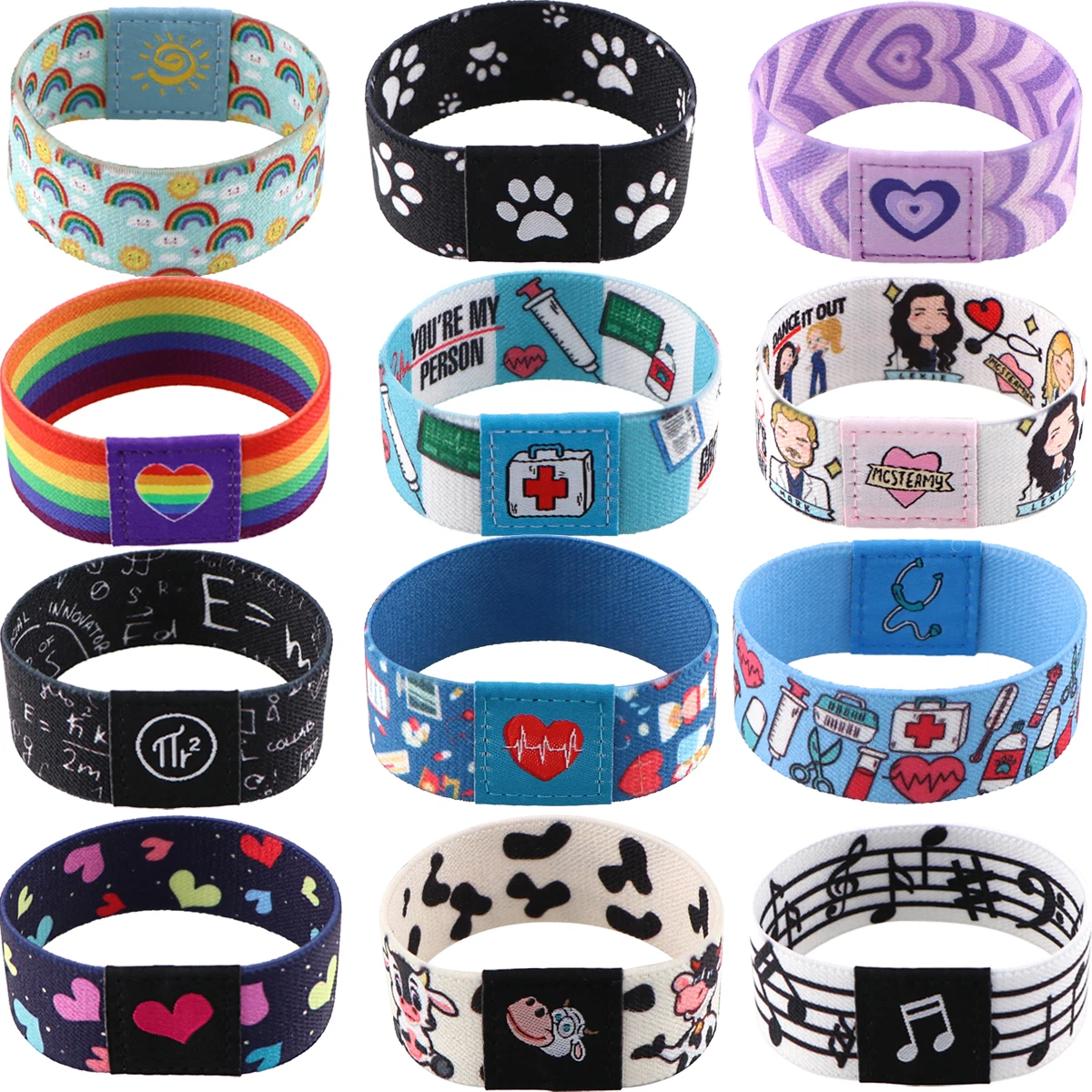 Heart-Doctors-Nurses-Cloth-Stretch-Wristband-Bracelet-Flexible-Wrist ...