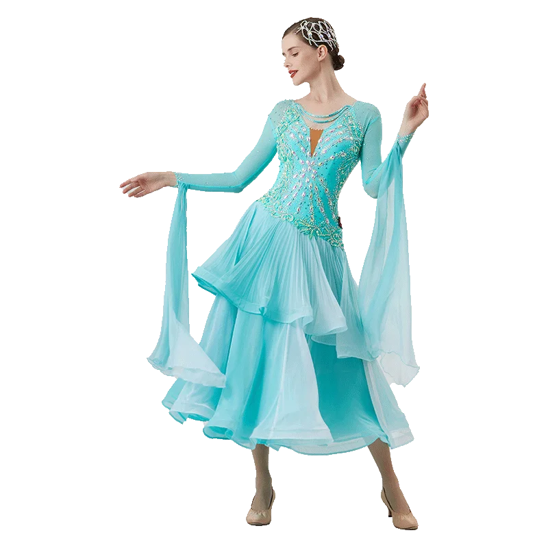 B-22219 New Women Modern Dance Rhinestone Color Diversity Dress ...