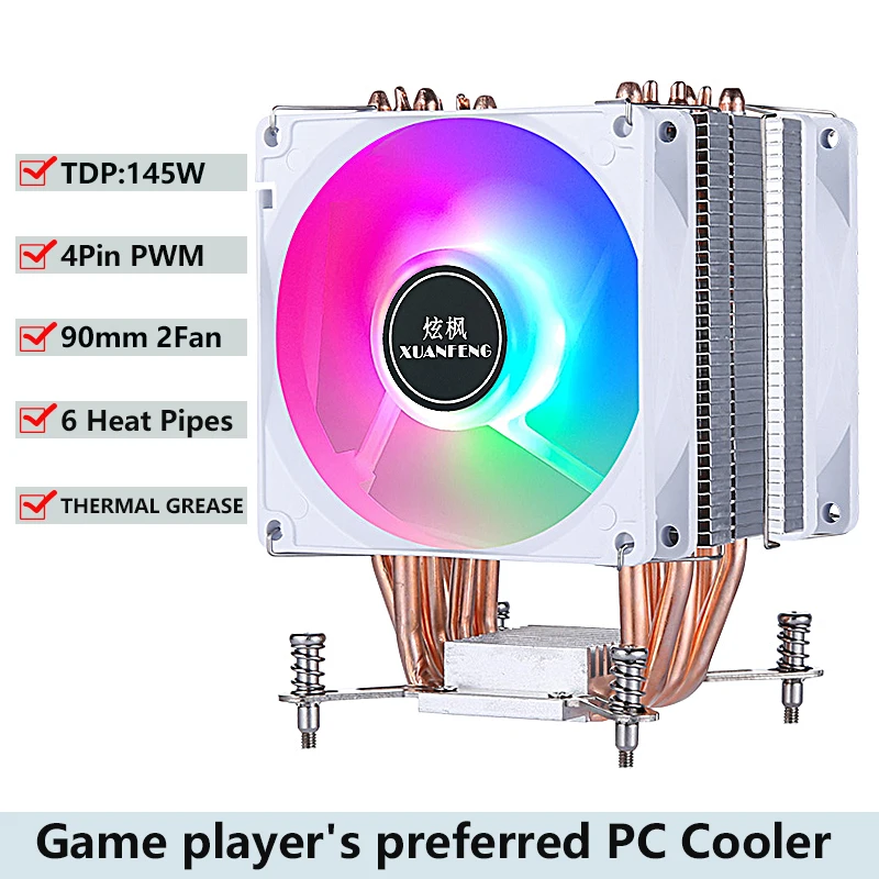 PC-Efficient-Air-cooled-Radiator-Processor-2-4-6-Heat-Pipe-Cooler-CPU ...