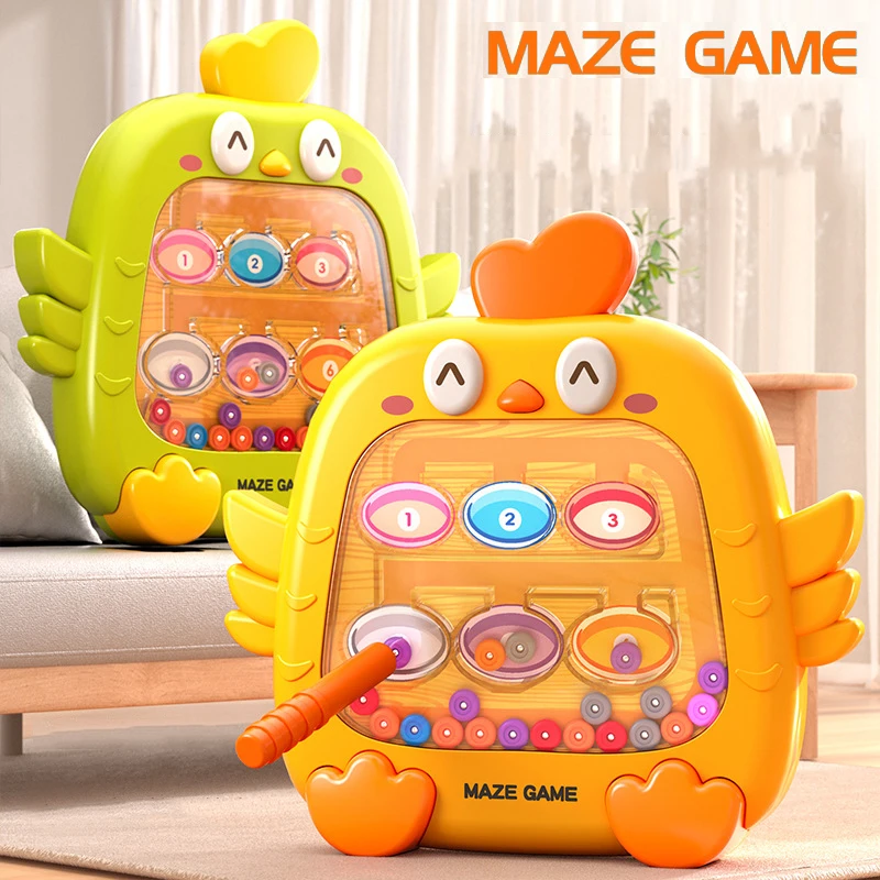 Magnetic Puzzle Game Board Pen Moving Beads Montessori Colors Sorting ...