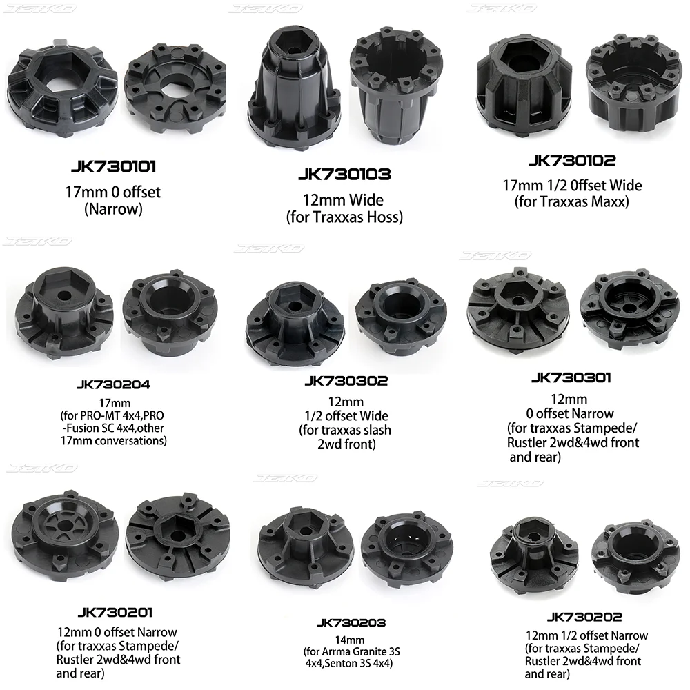 JETKO Hex Adapters 24mm/17mm/14mm/12mm for offset short course car ...