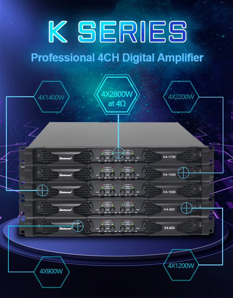 Sinbosen K4-1700 digital Power amplifier 2800 watt 4 channels for Line array speaker