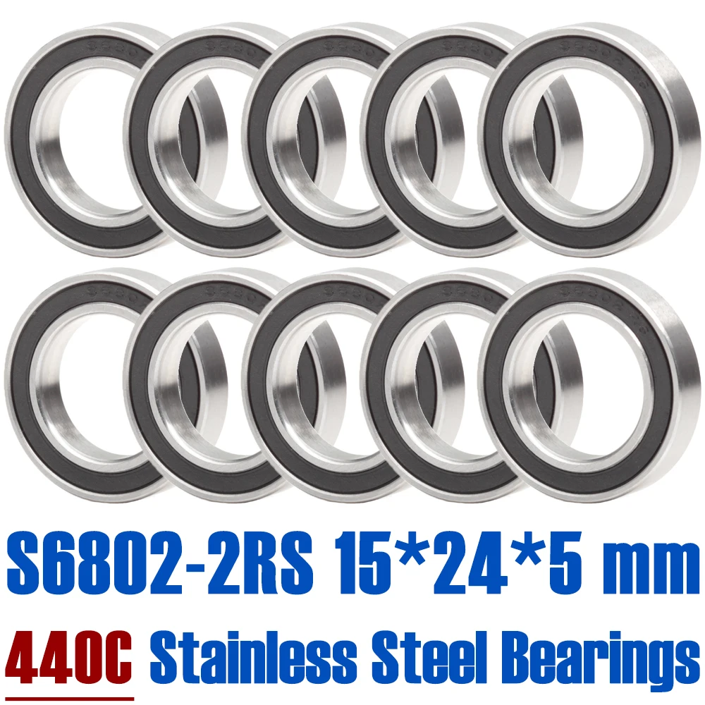 S6802RS-Bearing-15-24-5-mm-10-PCS-ABEC-3-440C-Stainless-Steel-S-6802RS ...