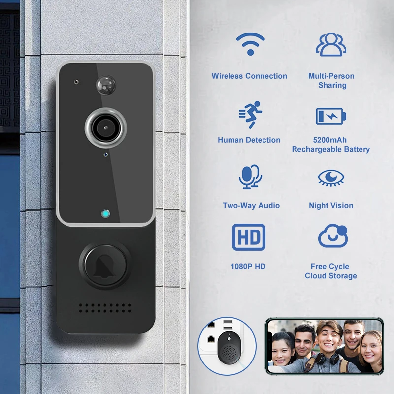 Wireless-Doorbell-Wifi-Outdoor-Hd-Camera-Smart-Home-Security-Doorbell ...