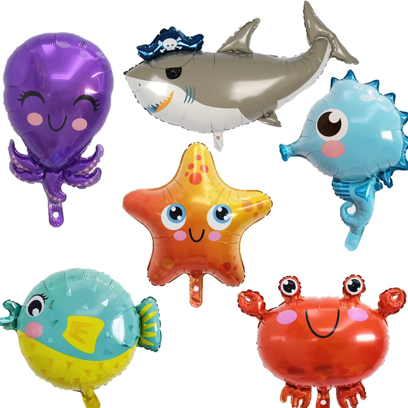 1pcs Marine Life Theme Party Balloons Ocean Sea Animals Shark Foil ...