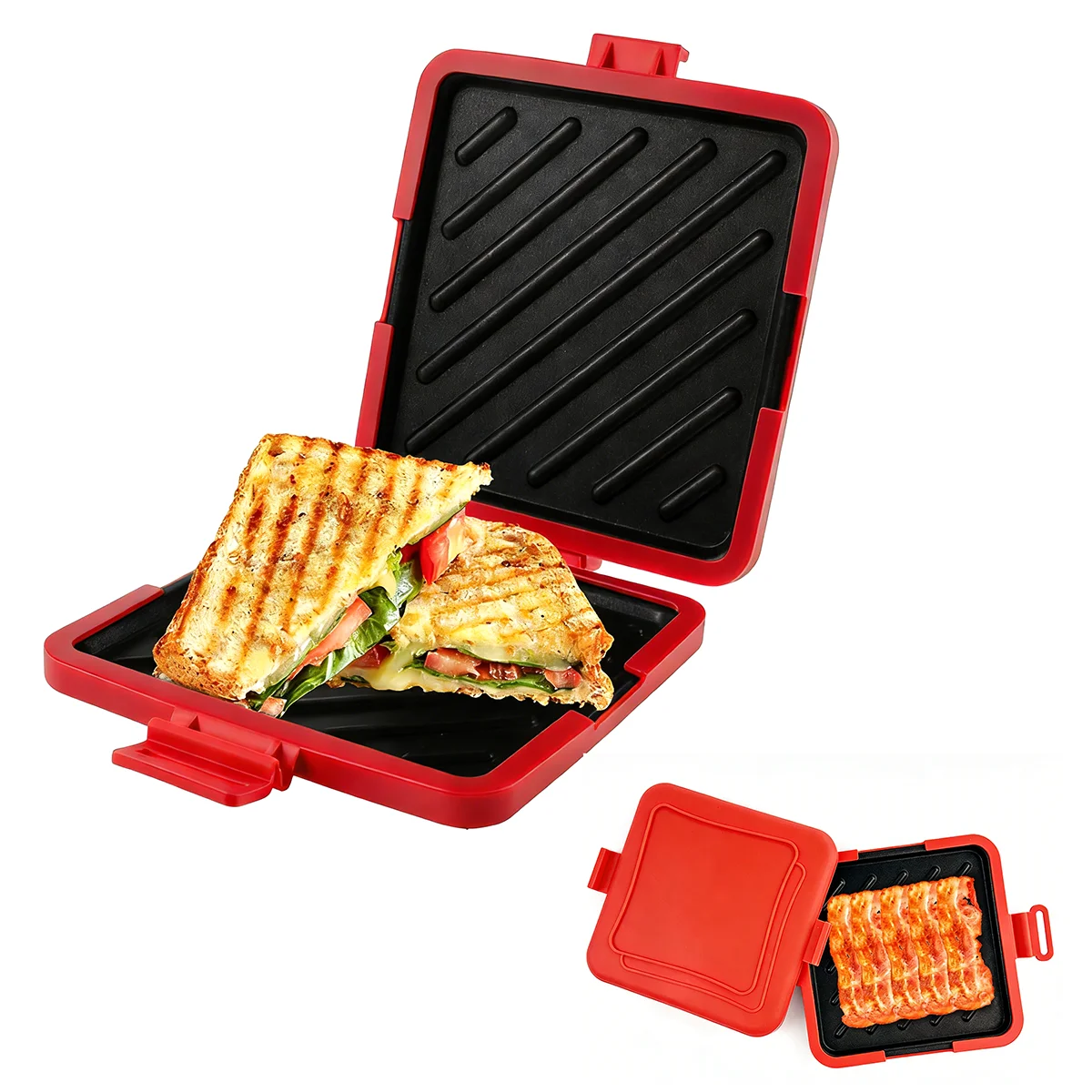 Microwave Toastie Maker with Removable Non-Stick Plates Quick Cooking ...
