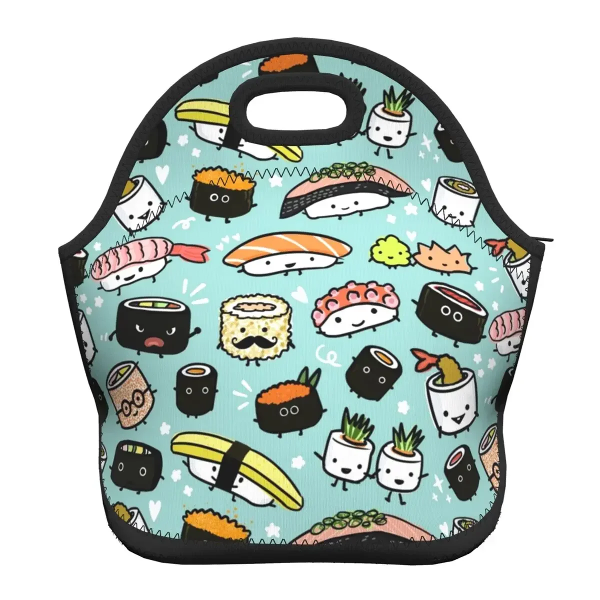Neoprene Cartoon Japanese Food Sushi Pattern Insulated Lunch Bags for ...