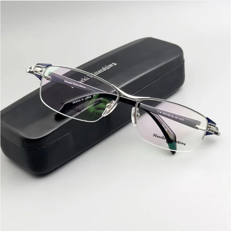 Belight Optical Japan Sharp Design Big Face Titanium Half Rimless ...