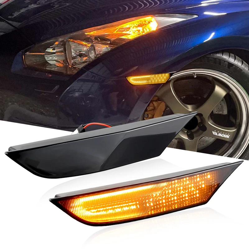 2PCS Car LED Side Marker Lights Front Fender Flowing Turn Signal Amber ...