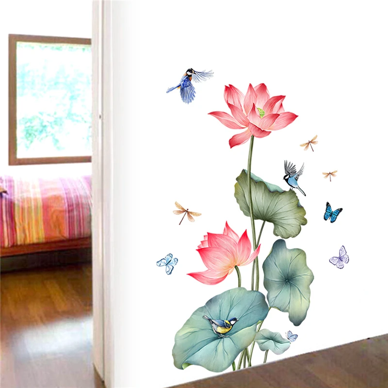 3d Lotus Wall Stickers Decoration Living Room Bedroom Home Decor Wall ...
