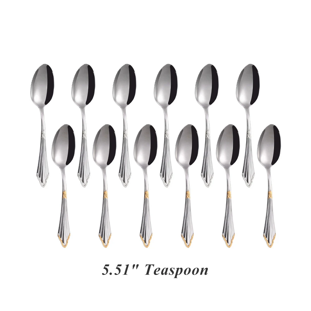 6 Pieces Teaspoons Silver Gold Dishwasher Safe 304 Stainless Steel 5 ...