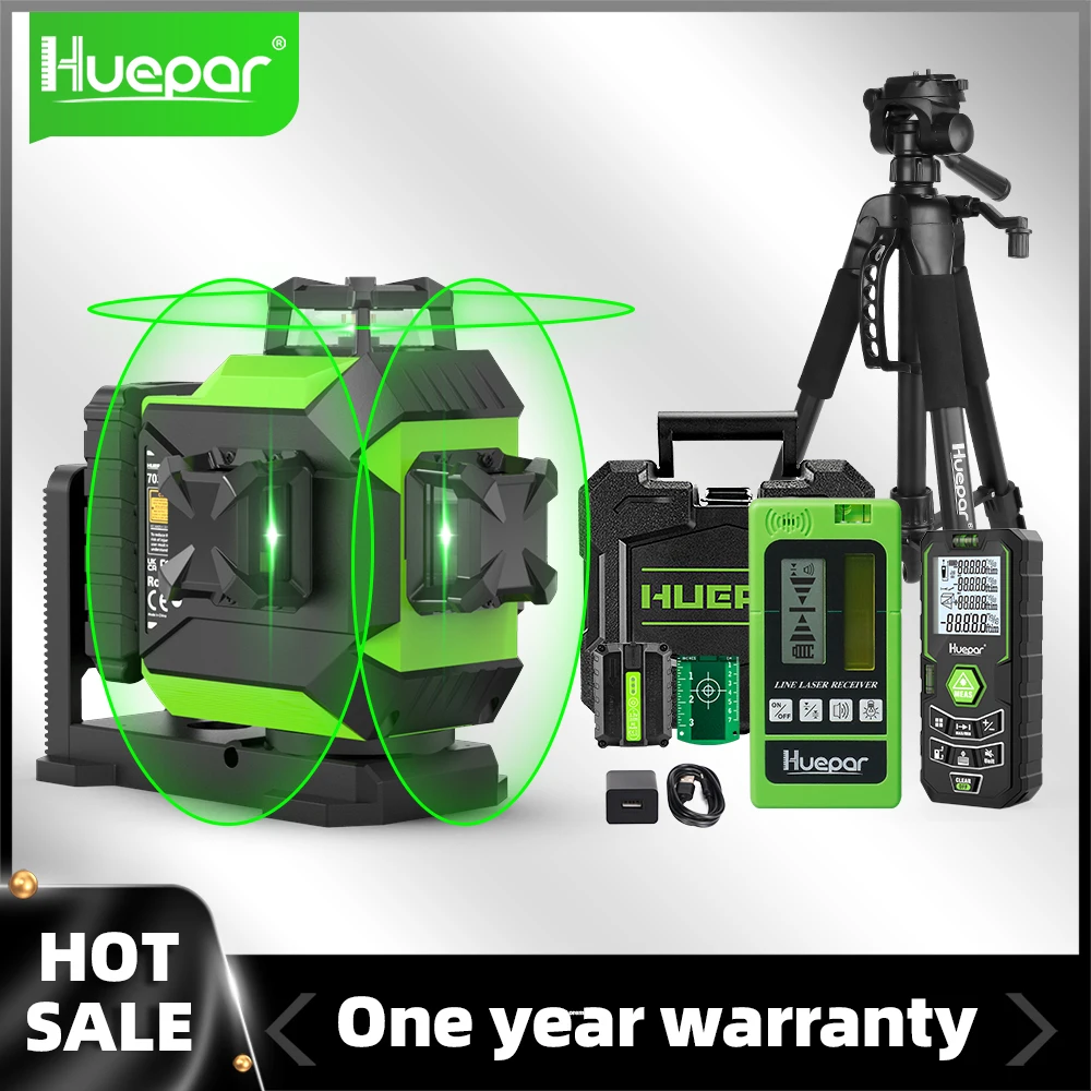 Huepar-703CG-Green-12-Lines-3D-Laser-Level-Self-Leveling-Cross-Line ...