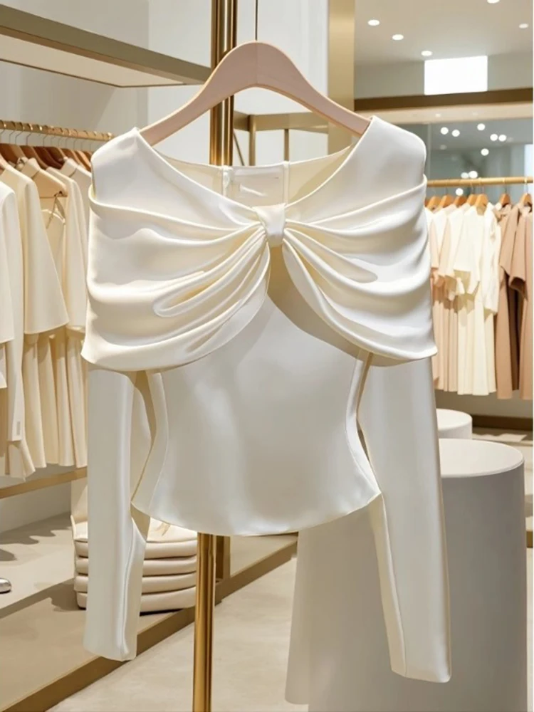 Light-Luxury-High-End-Unique-V-Neck-Slim-Long-Sleeve-Shirts-Women ...