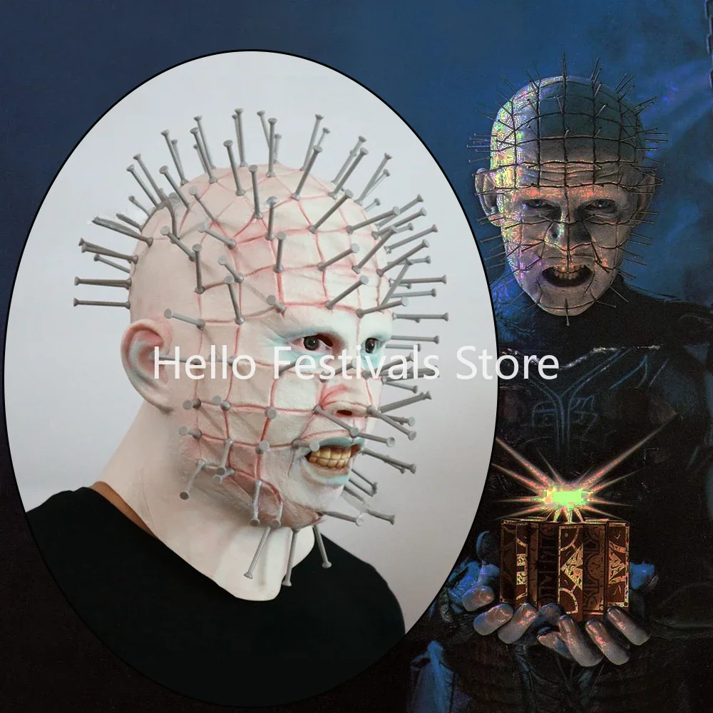 Horror-Hellraiser-Pinhead-Mask-Nail-Man-Cosplay-Carnival-Latex-Mask ...