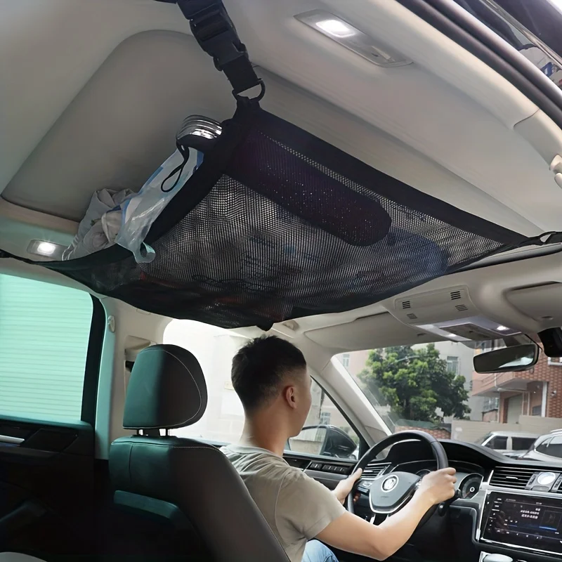 Car Ceiling Storage Net Bag Pocket Roof Net Pocket Hanging Luggage ...