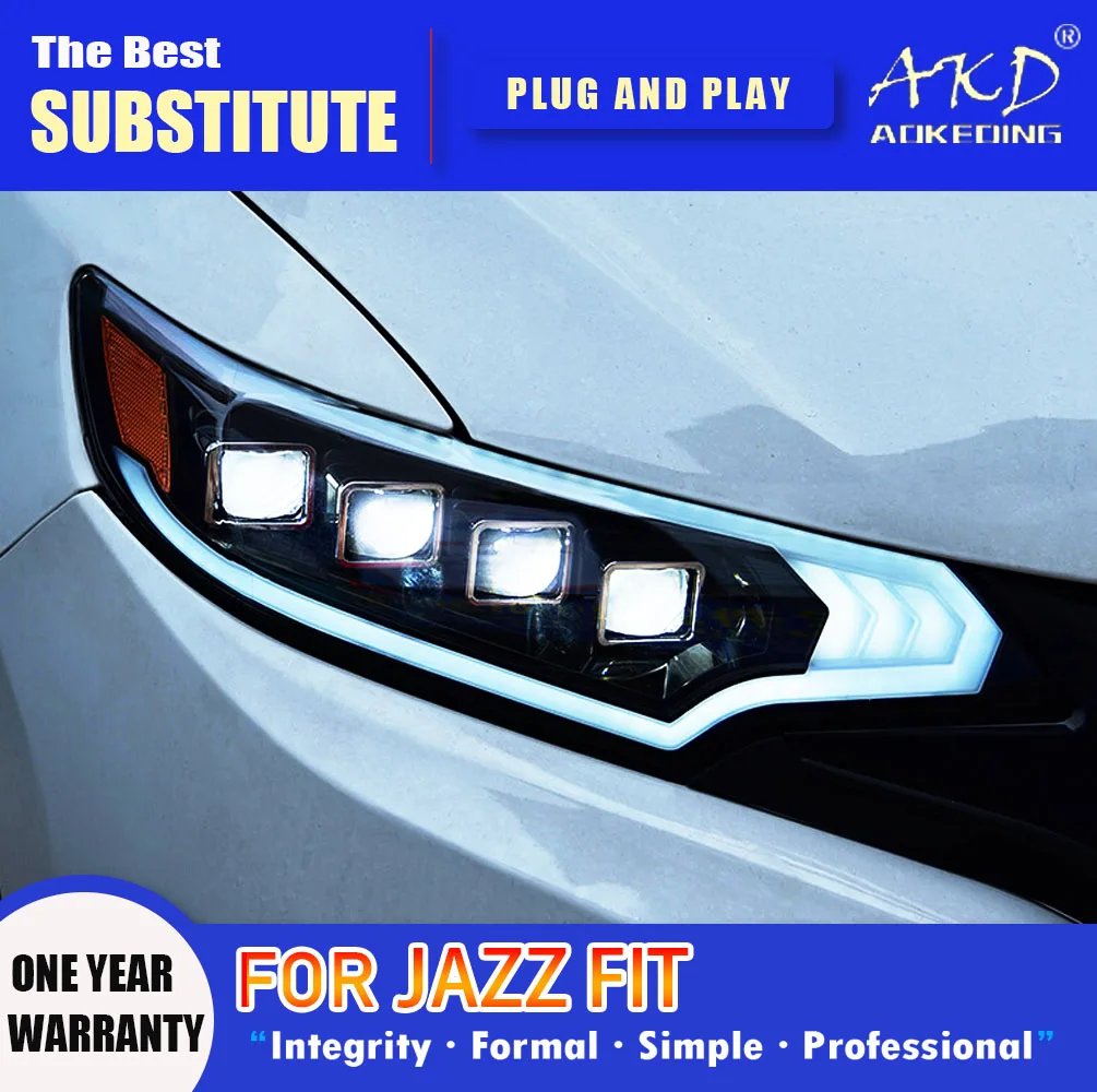 AKD-Head-Lamp-for-Honda-Jazz-Fit-LED-Headlight-2014-2019-Headlights-Fit ...