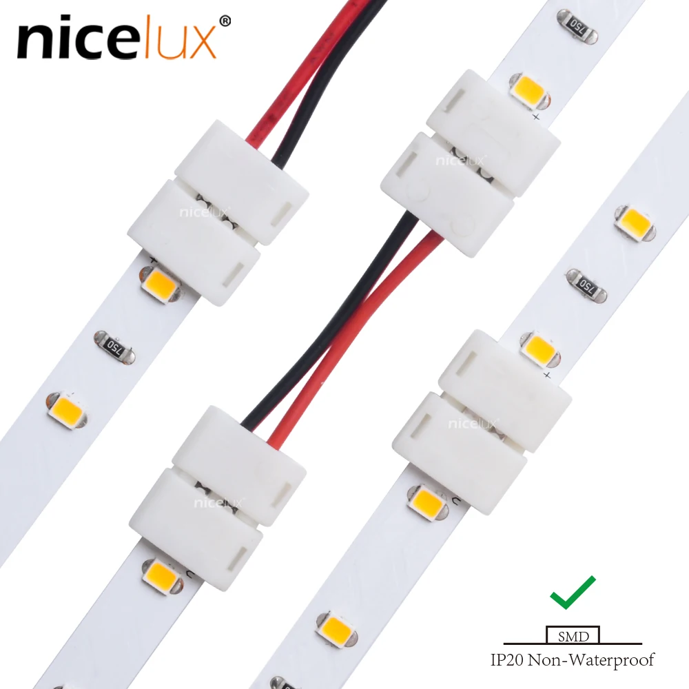2PIN-LED-Strip-Free-Soldering-Led-Connector-Splice-Clip-Connector-For ...