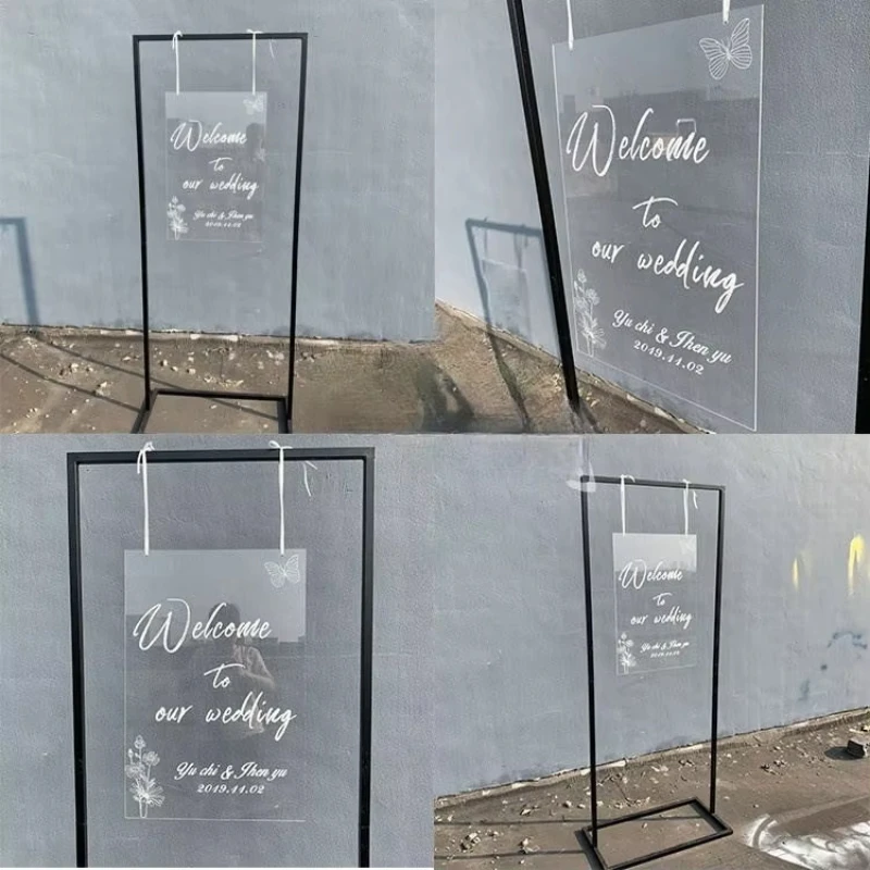 Wedding Welcome Area Sign Iron Frame Stand Acrylic DIY Panel Stage ...