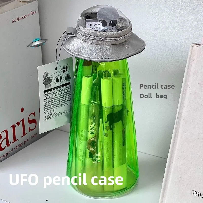Creative UFO-Shaped Pencil Case Transparent Large Capacity Stationery ...