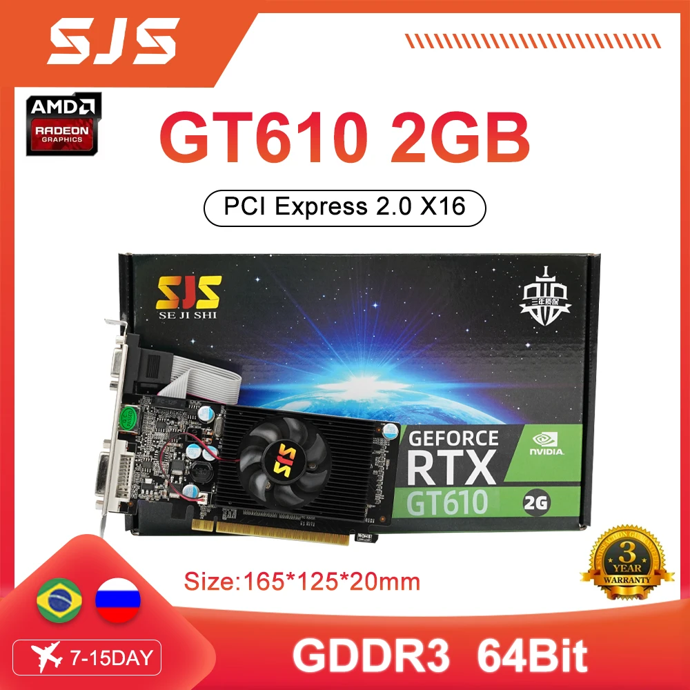 SJS-Video-Card-GeForce-GT-610-2GB-64Bit-GDDR3-Graphics-Cards-GPU-Map ...