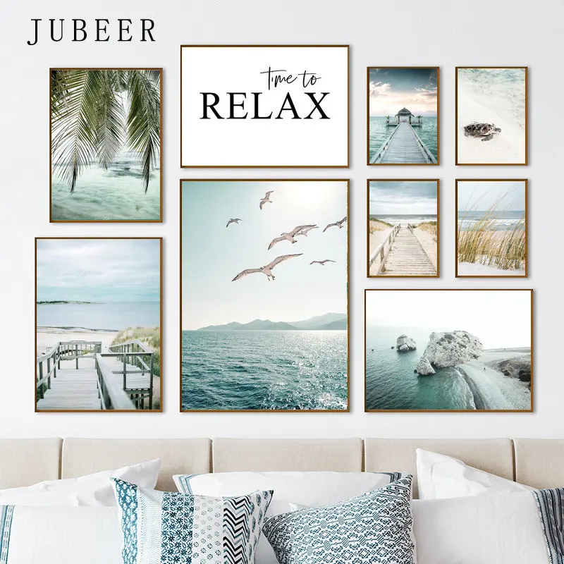 Poster Sea Painting Canvas | Wall Prints Home Decor Sea | Canvas ...