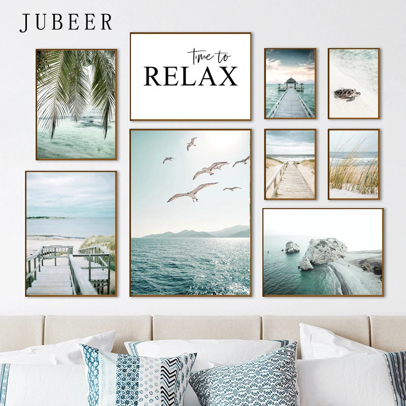 Poster Sea Painting Canvas | Wall Prints Home Decor Sea | Canvas ...