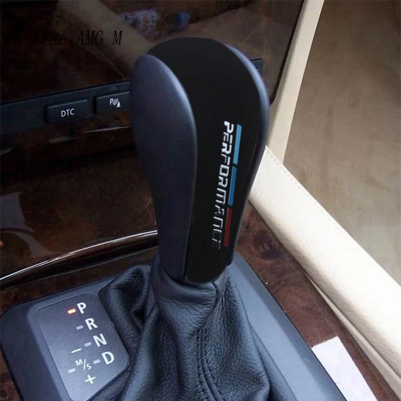 Suede leather Car Wrapping ABS Gear Shift Knob Trim Cover Car Stickers ...