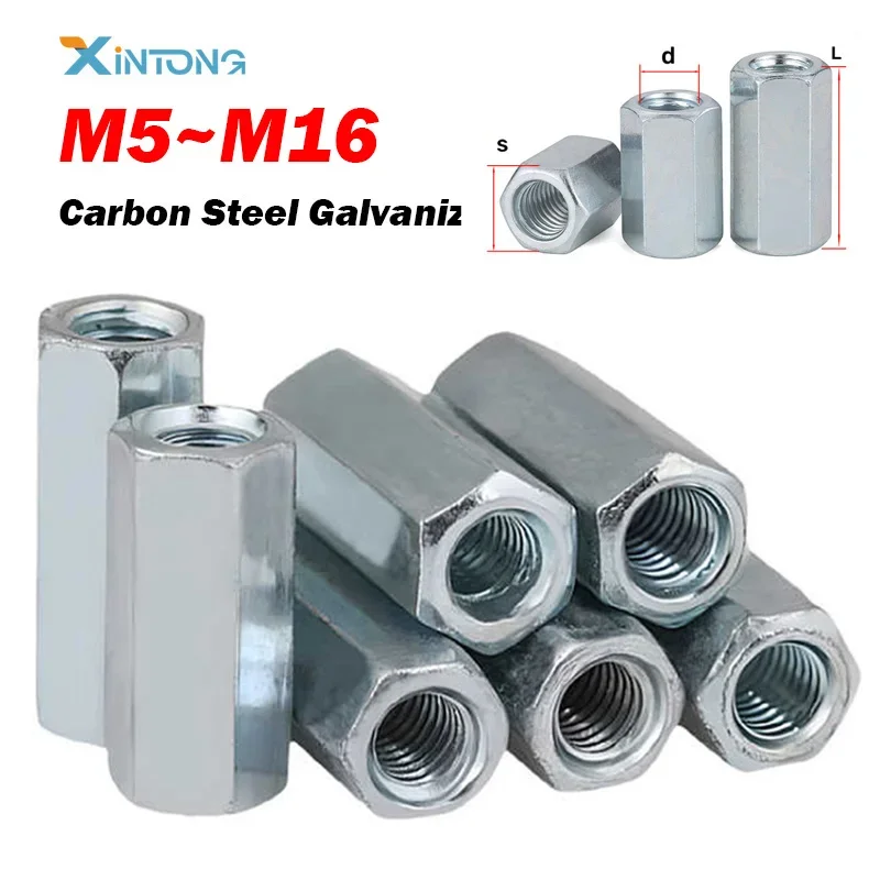 M5 M6 M8 M10 M12 M14 M16 Hex Rod Coupling Nuts Threaded Rod Connectors ...