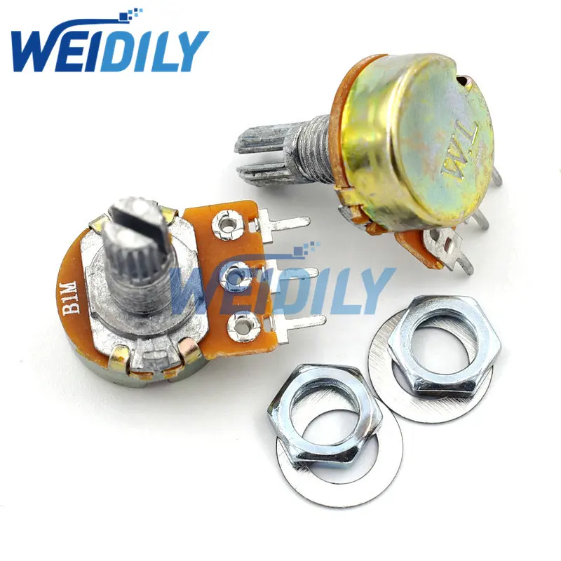 2PCS WH148 B1M Linear Potentiometer 15mm Shaft With Nuts And Washers ...