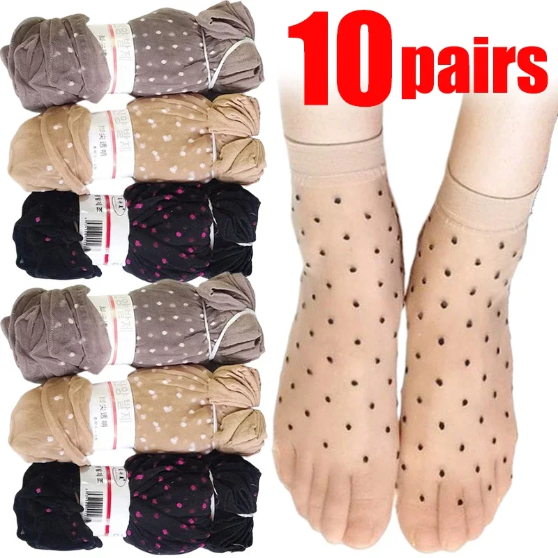 Skin-Color-Dot-Transparent-Thin-Women-Crystal-Silk-Socks-Nylon-Fashion ...