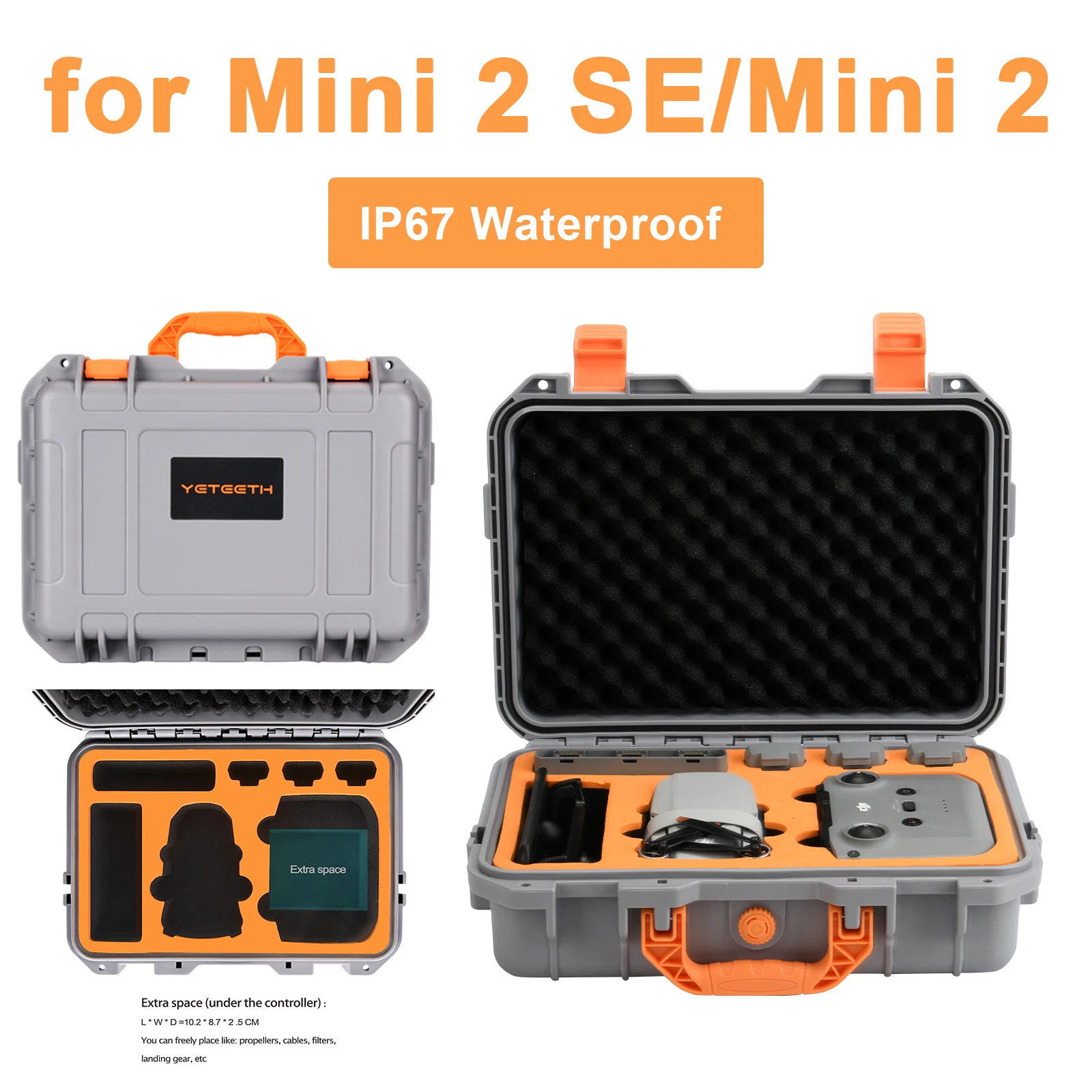 Waterproof-Case-For-DJI-Mini-2-Portable-Suitcase-Hard-Case-Grey-Travel ...